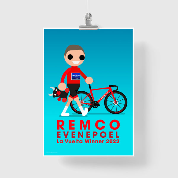 Remco Evenepoel Vuelta 2022 Walking print – Pro Cycling Trumps
